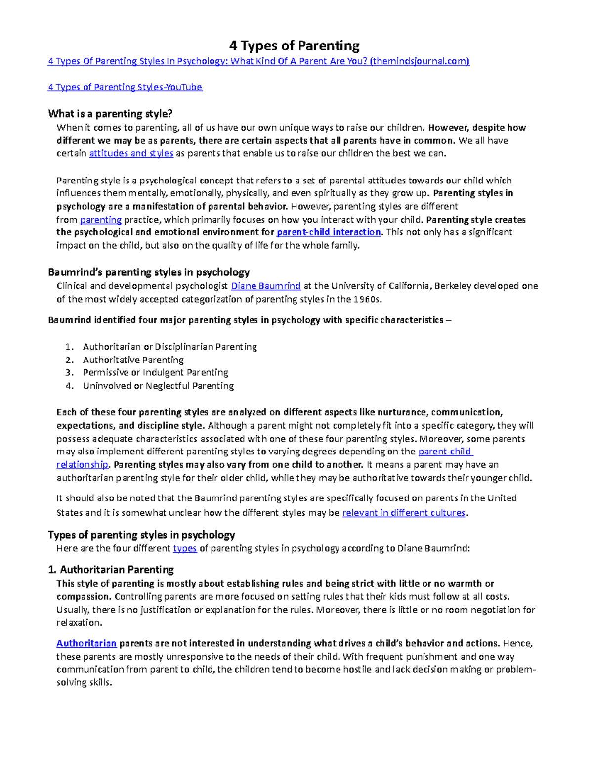 4 Types of Parenting - lecture - 4 Types of Parenting 4 Types Of ...