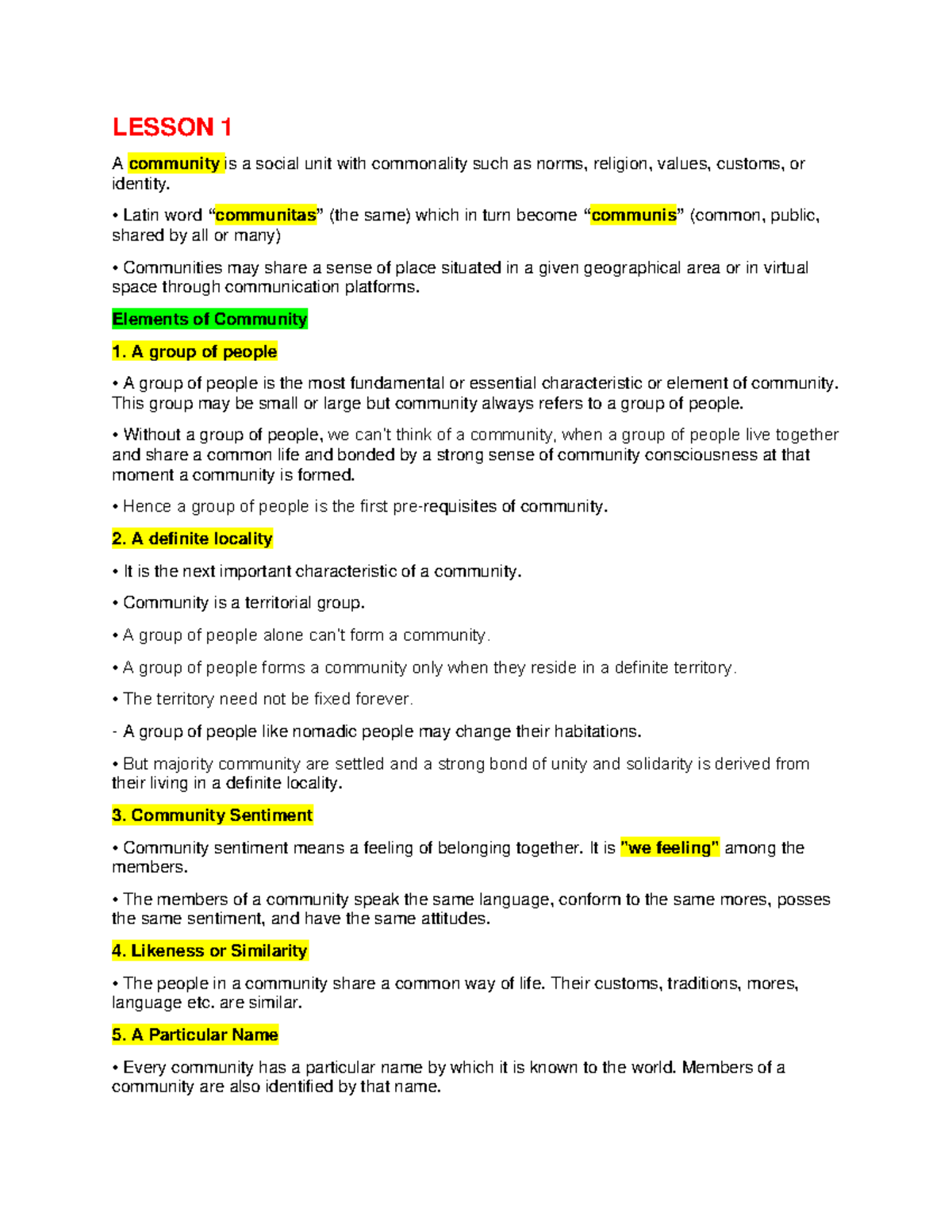 COM ENG Lesson 1 7 converted - LESSON 1 A community is a social unit ...
