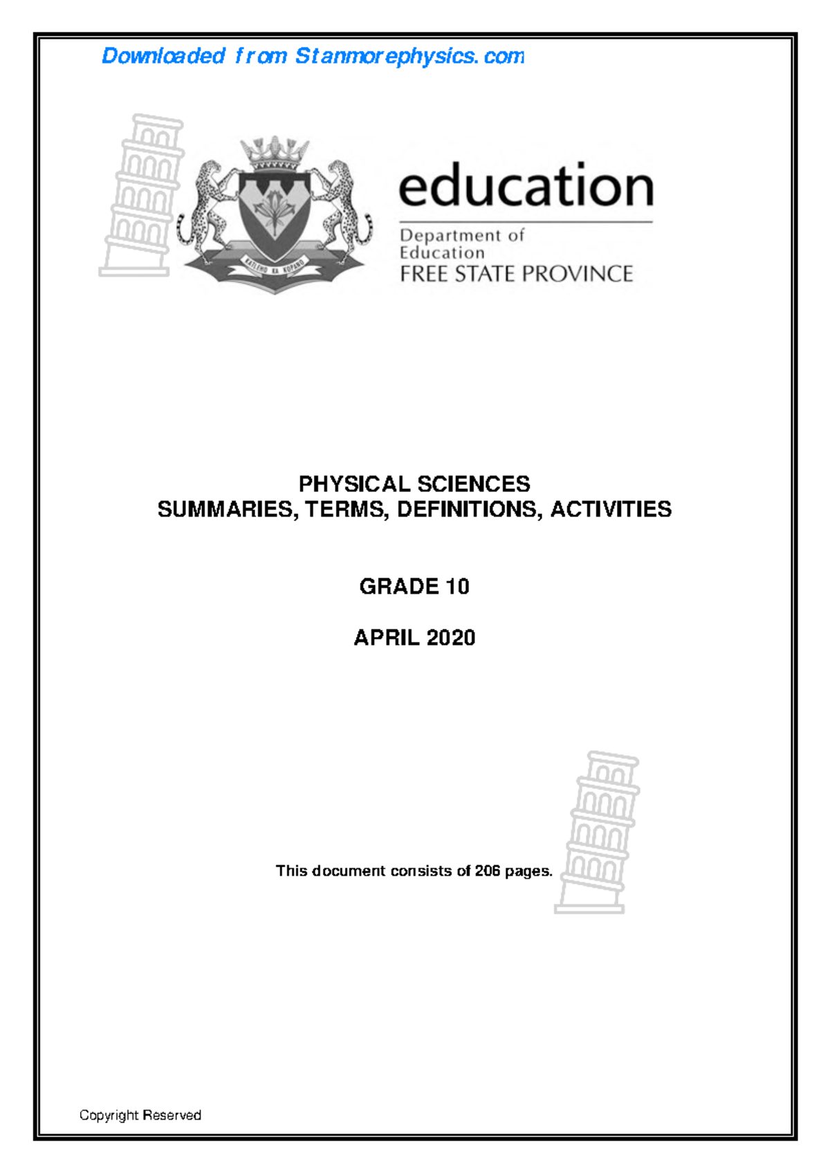 FS Physical Science Grade 10 Terms and Definitions YEAR 2020 - PHYSICAL ...