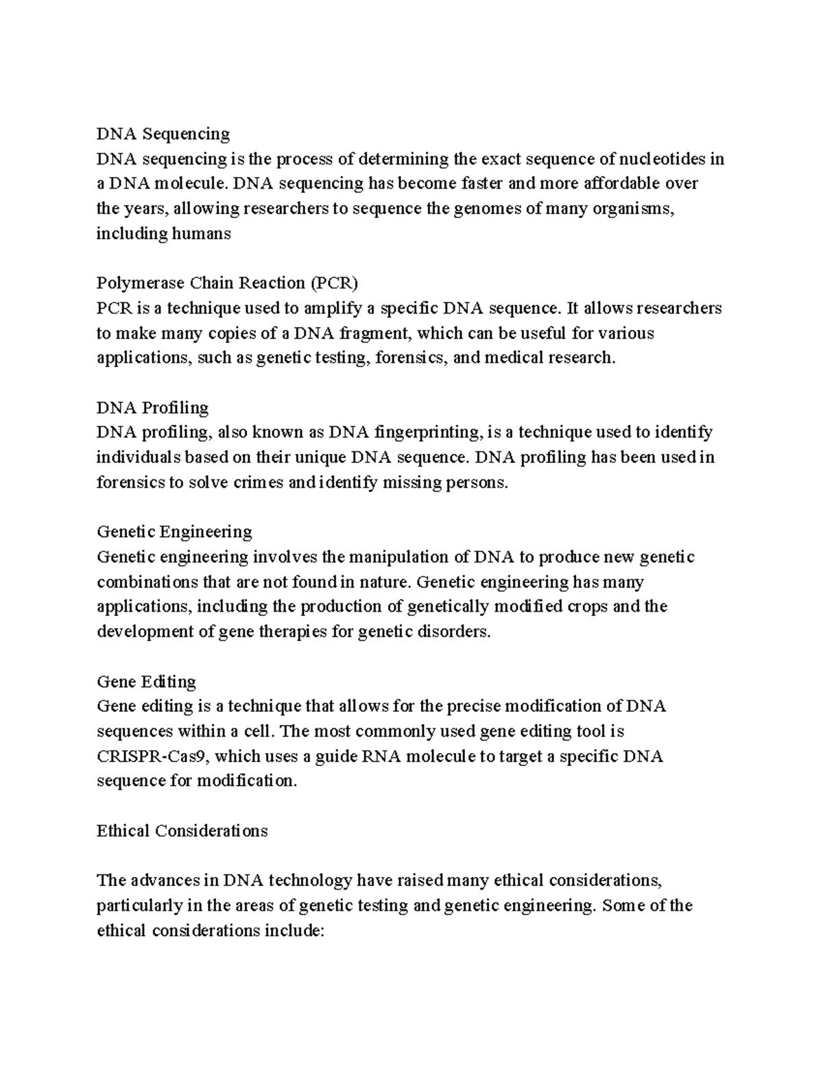 DNA P5 3- Google Docs - dna notes - DNA Sequencing DNA sequencing is ...