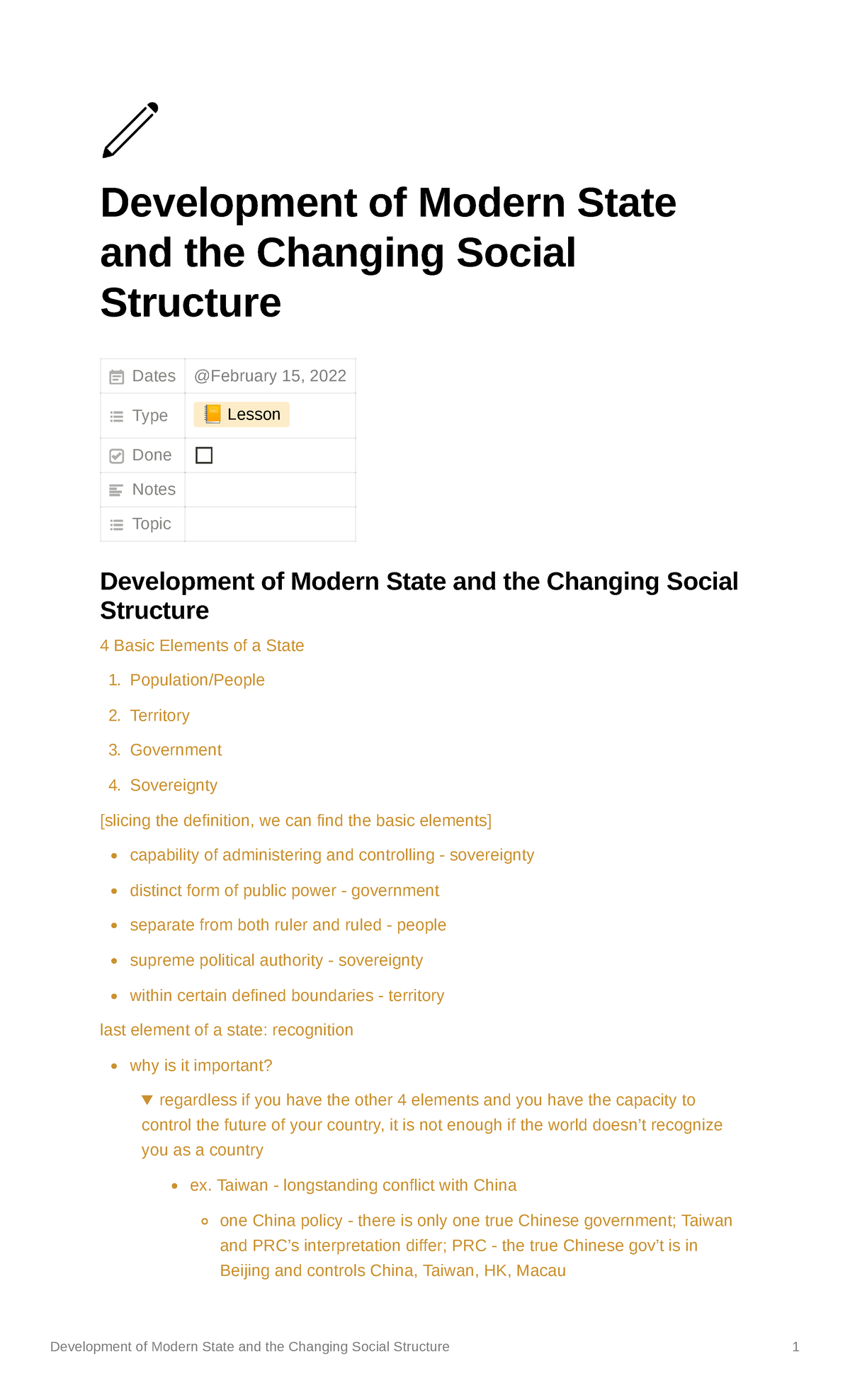 Development of Modern State and the Changing Social Structure ...