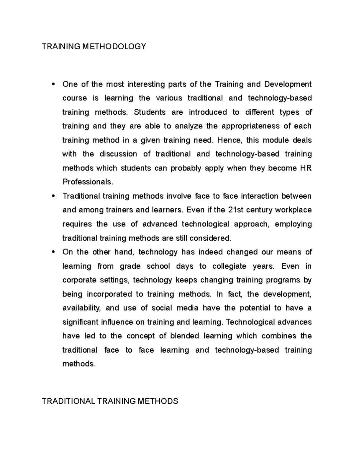 Training Methodology - notes - TRAINING METHODOLOGY One of the most ...
