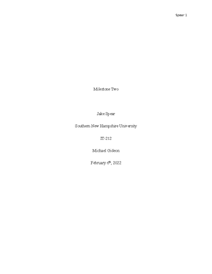 Intro to Computer Networks 5-2 Milestone Two David Obi - IT-212 - SNHU ...