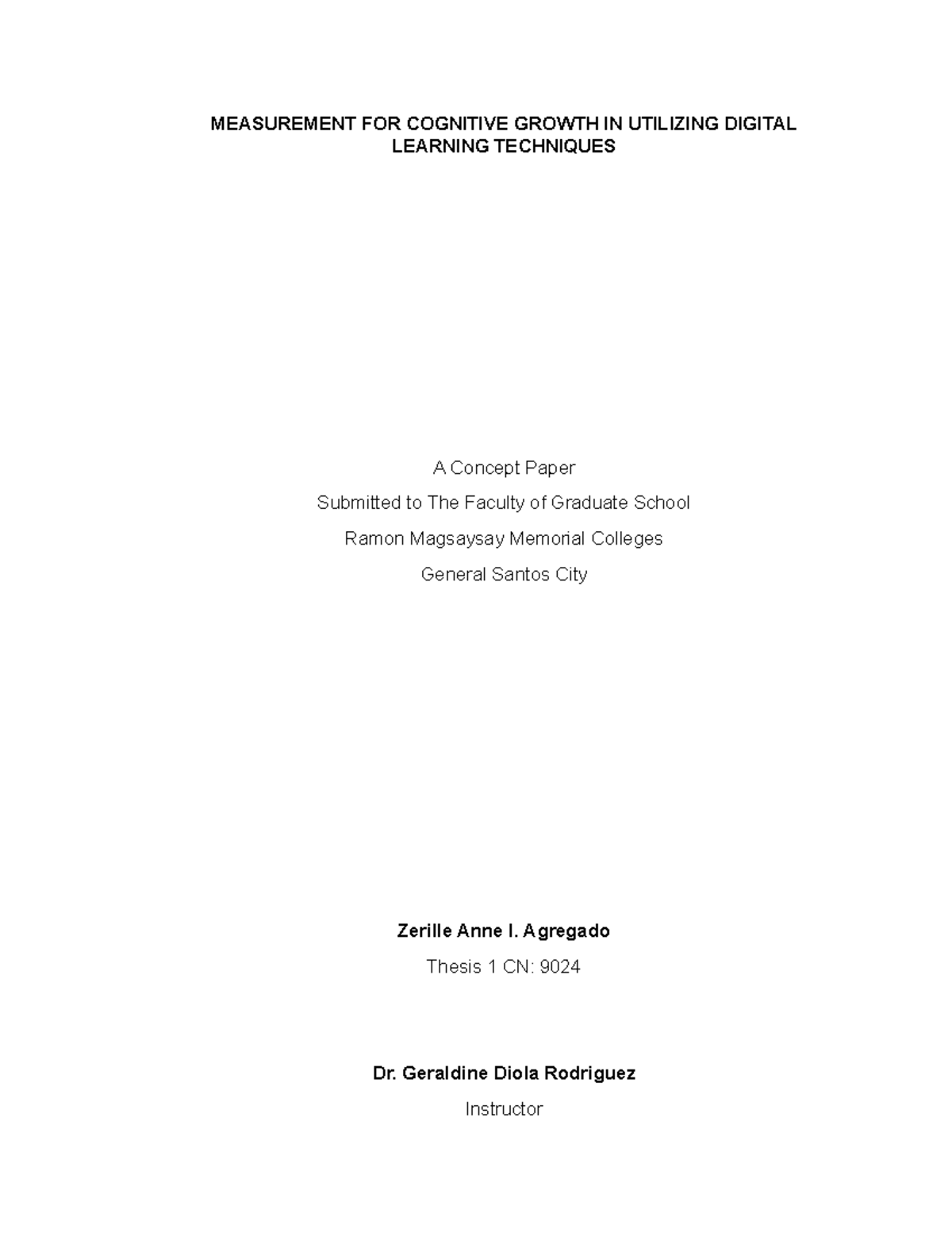 Concept-paper - Introduction for learning - MEASUREMENT FOR COGNITIVE ...