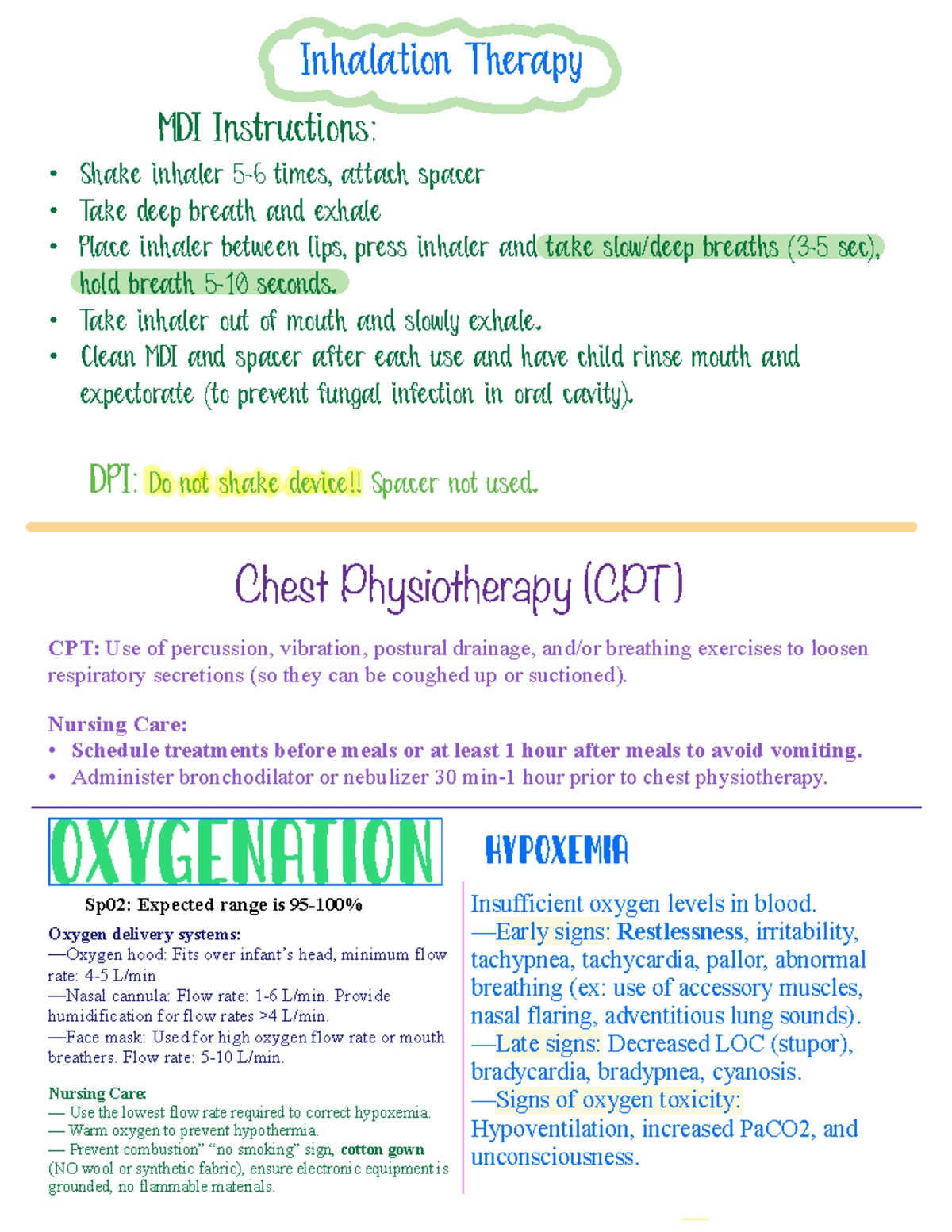 Pediatric Disordersnotes Pt 2 - MDI Instructions: Shake inhaler 5-6 ...