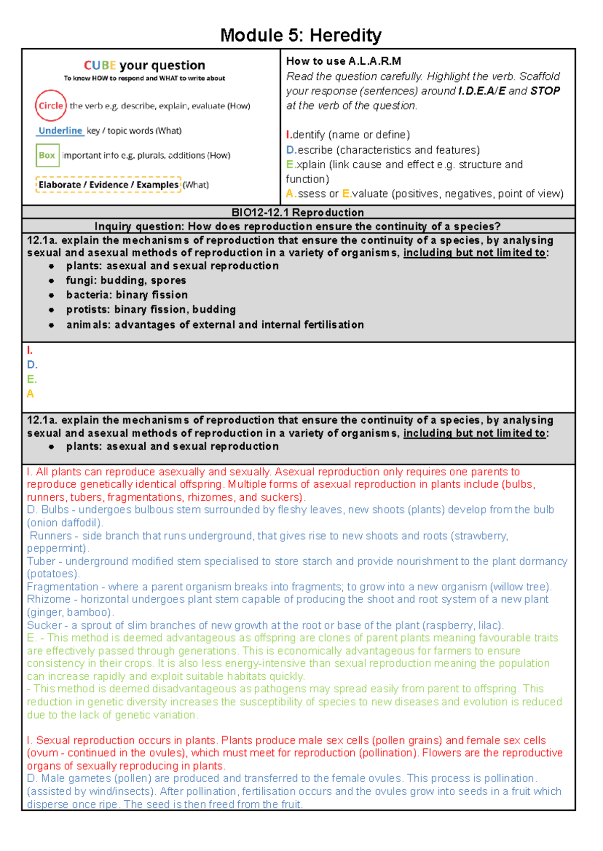 Mod 5 Syllabus notes - Module 5: Heredity How to use A.L.A.R Read the ...
