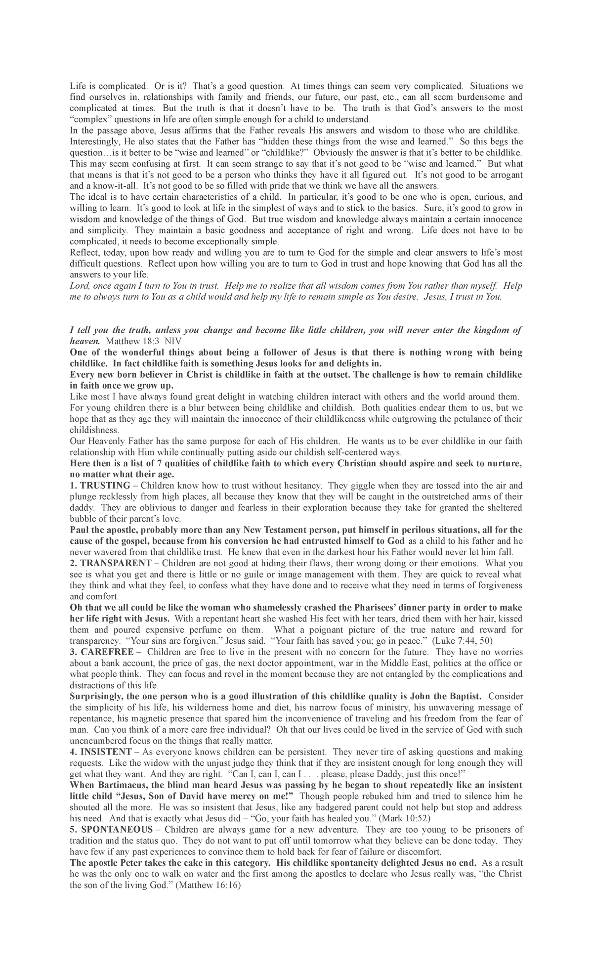 BE Childlike - DADASD - Life is complicated. Or is it? a good question ...