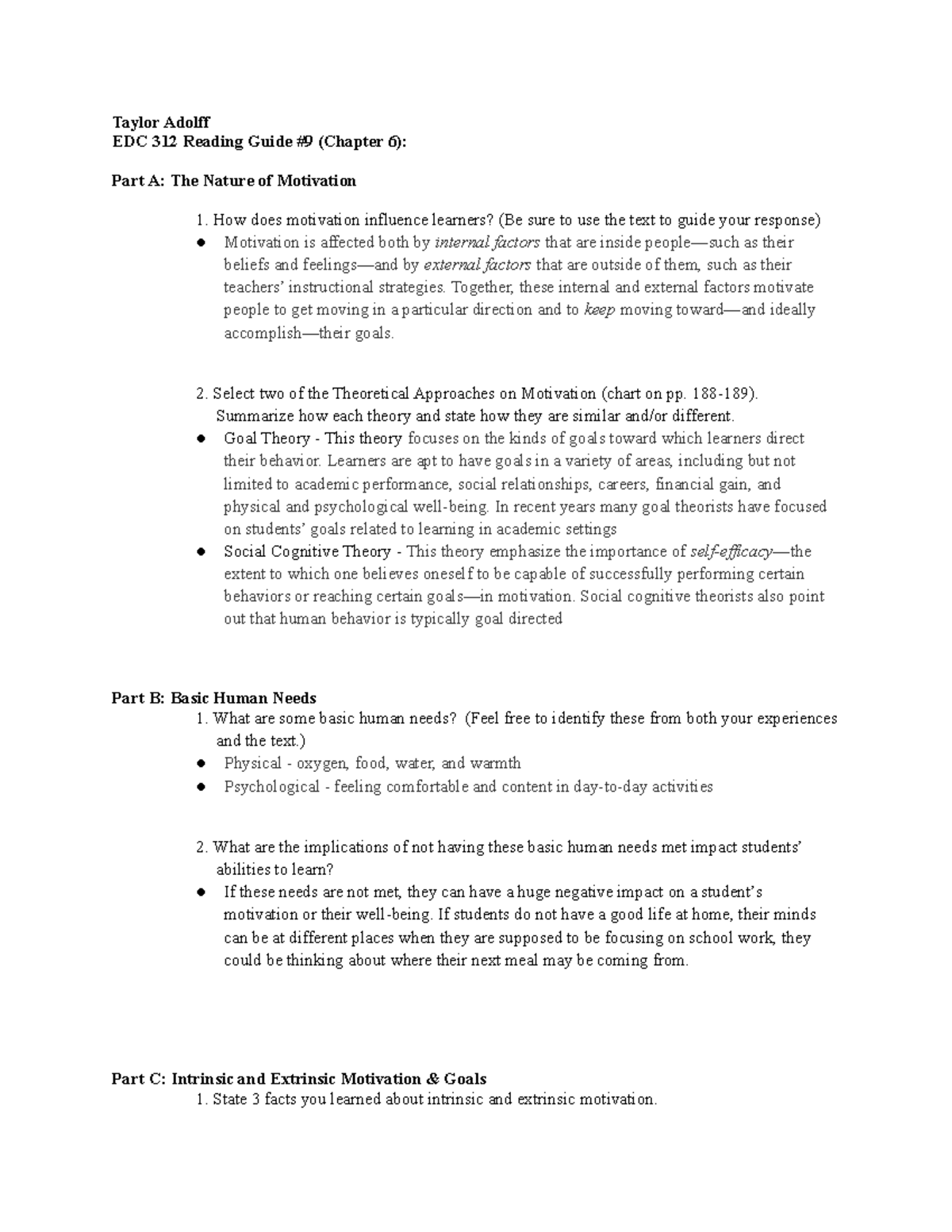 Rg9 - reading guide for chapter 9 of text book - Taylor Adolff EDC 312 ...
