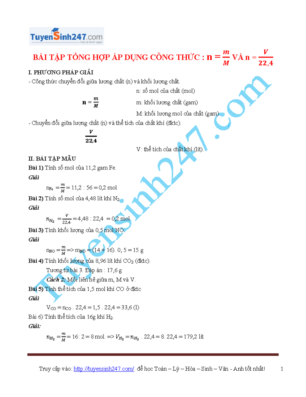 Bai tap tong hop van dung cong thuc n m m v v 22 4 co dap an - Truy cập vào: tuyensinh247/ BÀI ...