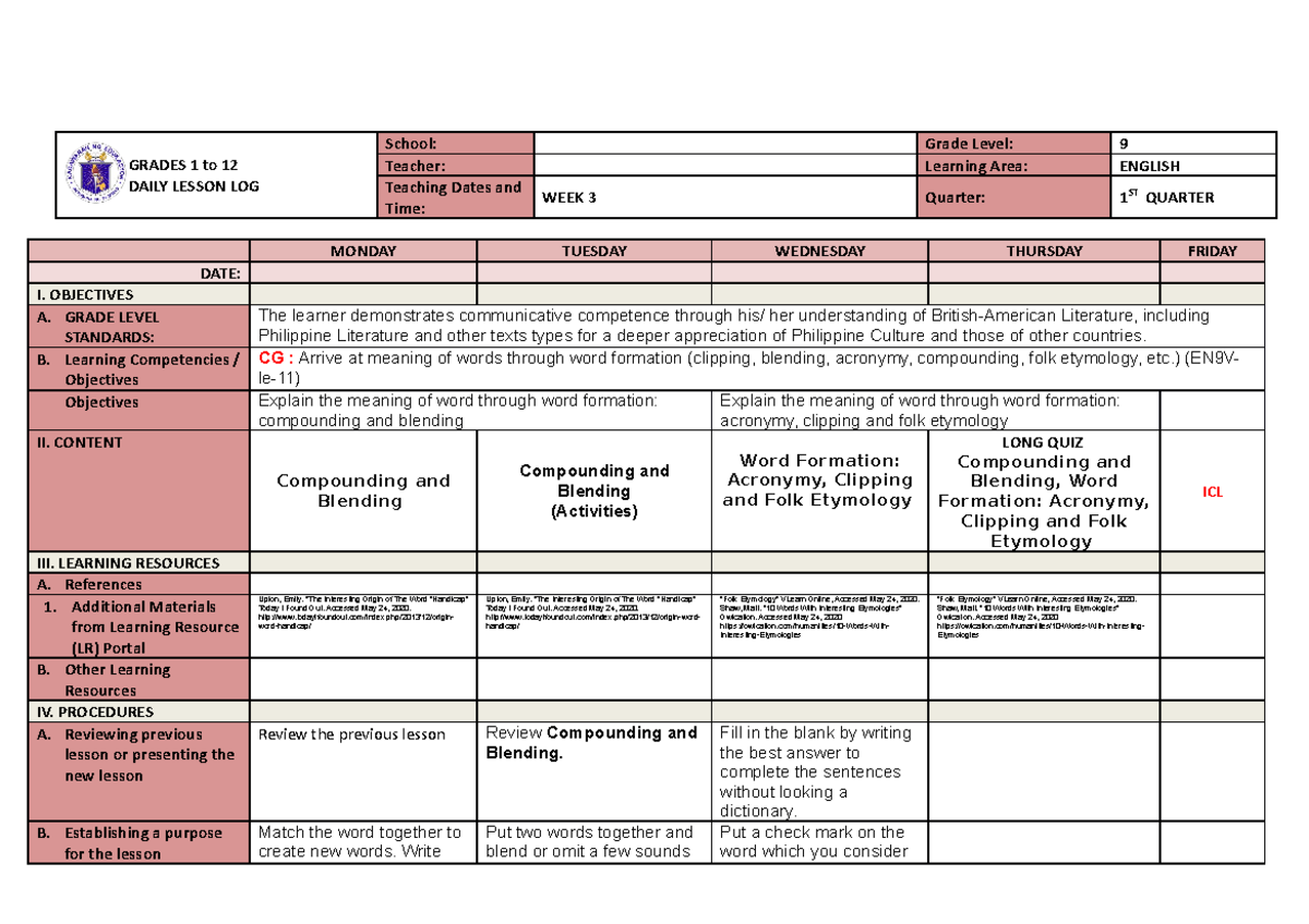 English 9 Q1 W3 Arrive at meaning of words through word formation ...