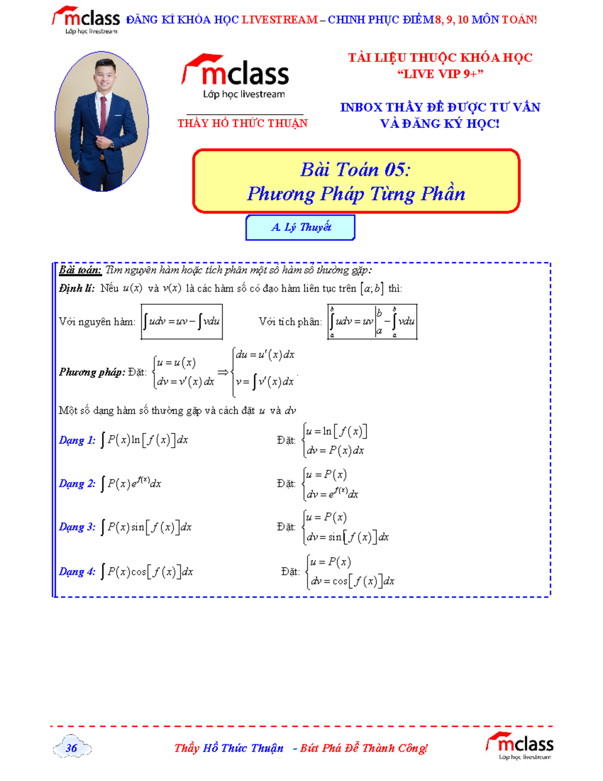 Bài Toán 05 - Phương Pháp Từng Phần - Đề Thi - 36 Thầy Hồ Thức Thuận - Bứt Phá Để Thành Công ...