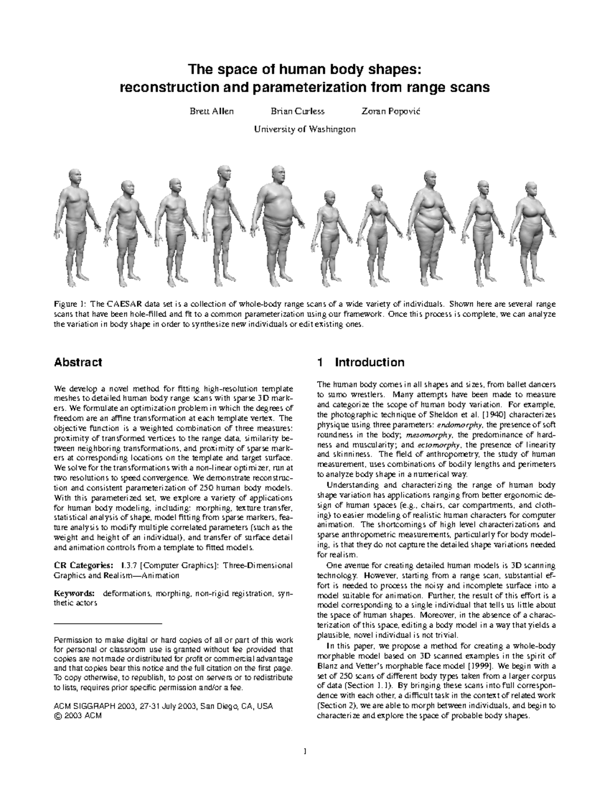 Human Body Shapes Template Free PDF Format - The space of human body ...