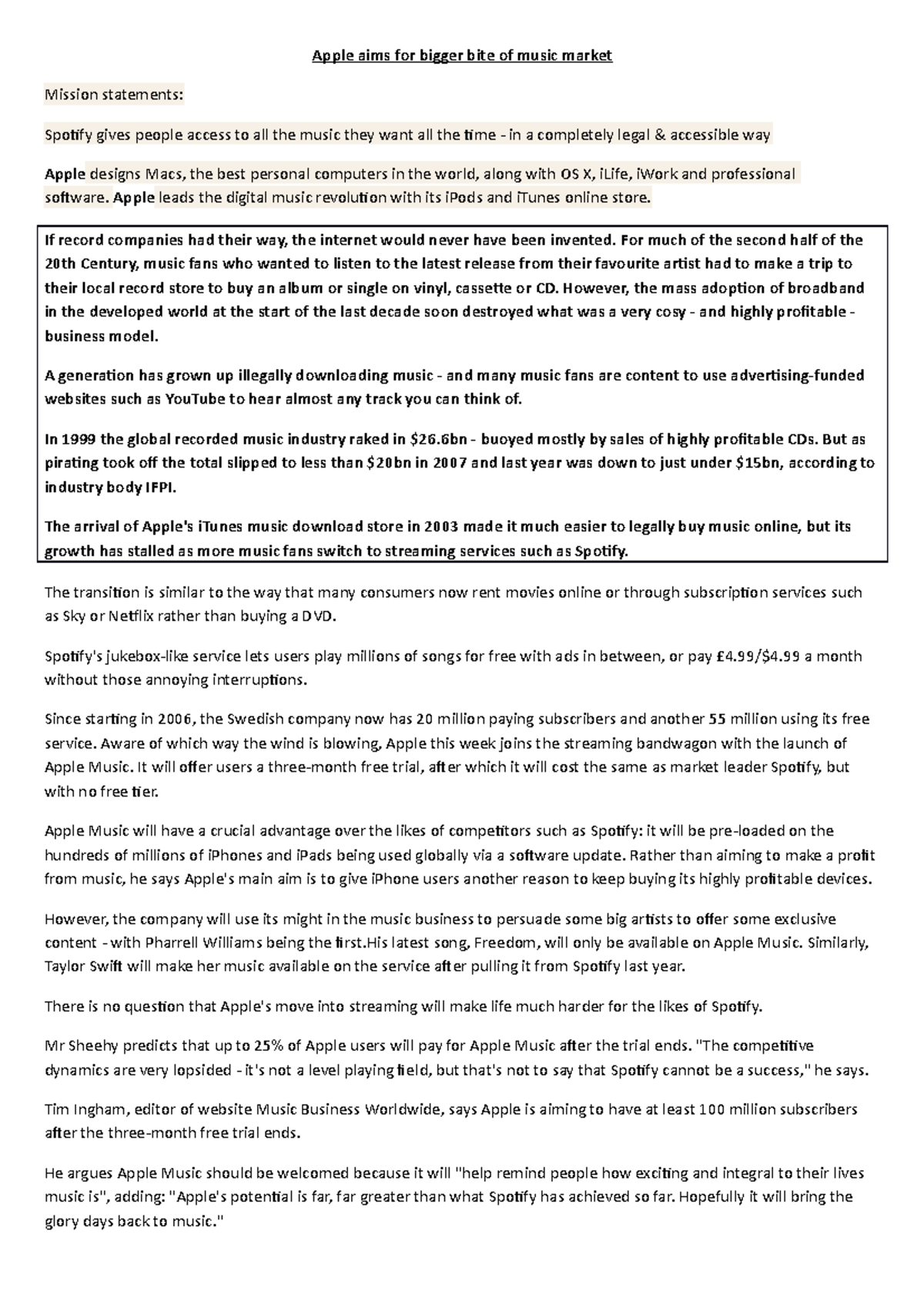 Spotify and apple aims - Apple aims for bigger bite of music market ...