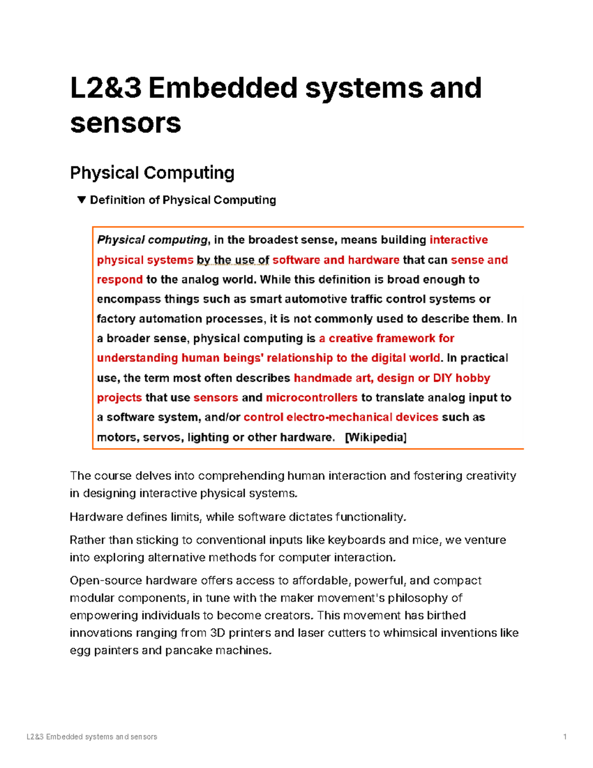 L2&3 Embedded systems and sensors - L2&3 Embedded systems and sensors ...
