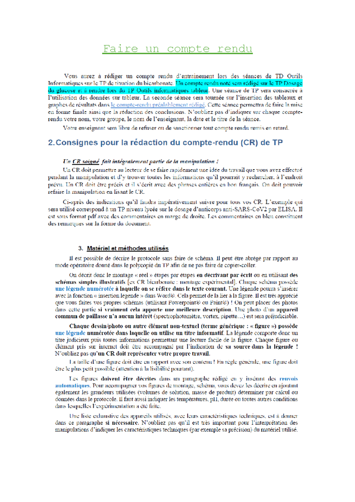Faire un C_rendu - Outils informatique - Faire un compte rendu - Studocu