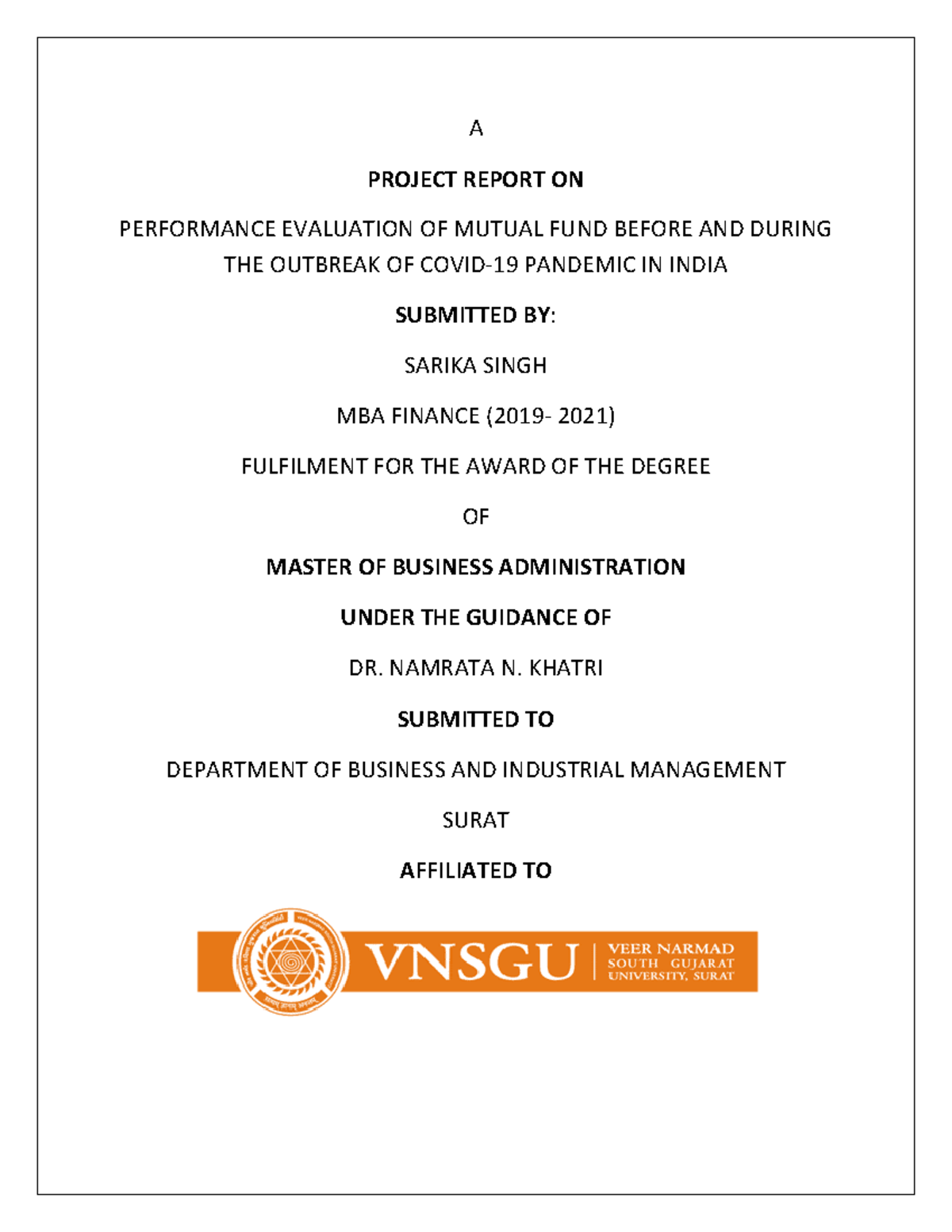 Mutual Funds Analysis - A PROJECT REPORT ON PERFORMANCE EVALUATION OF ...