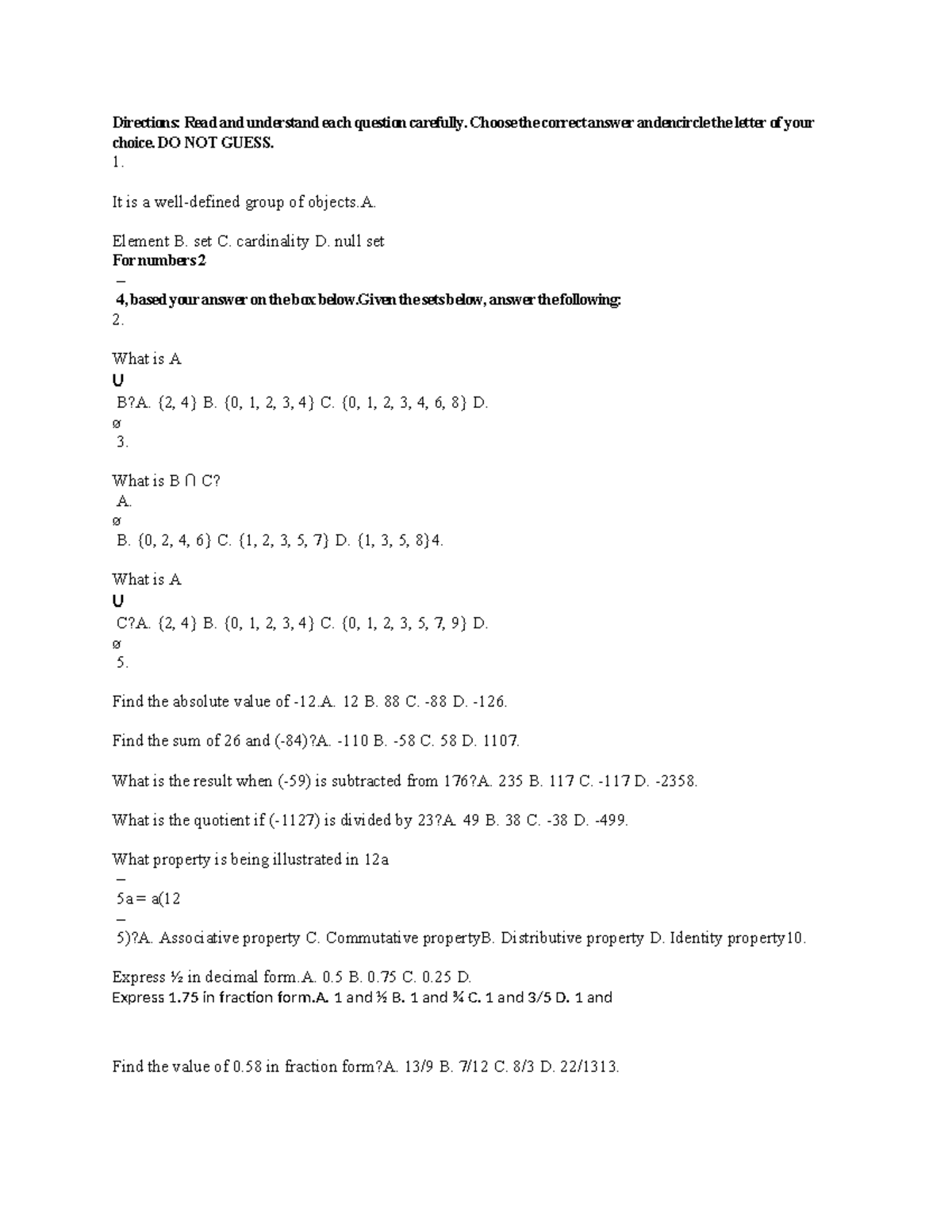 Pretest M7 - byisvnr - Directions: Read and understand each question ...