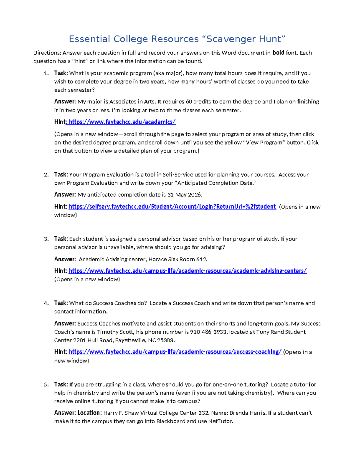 Module One Scavenger Hunt 2024SP - Essential College Resources ...