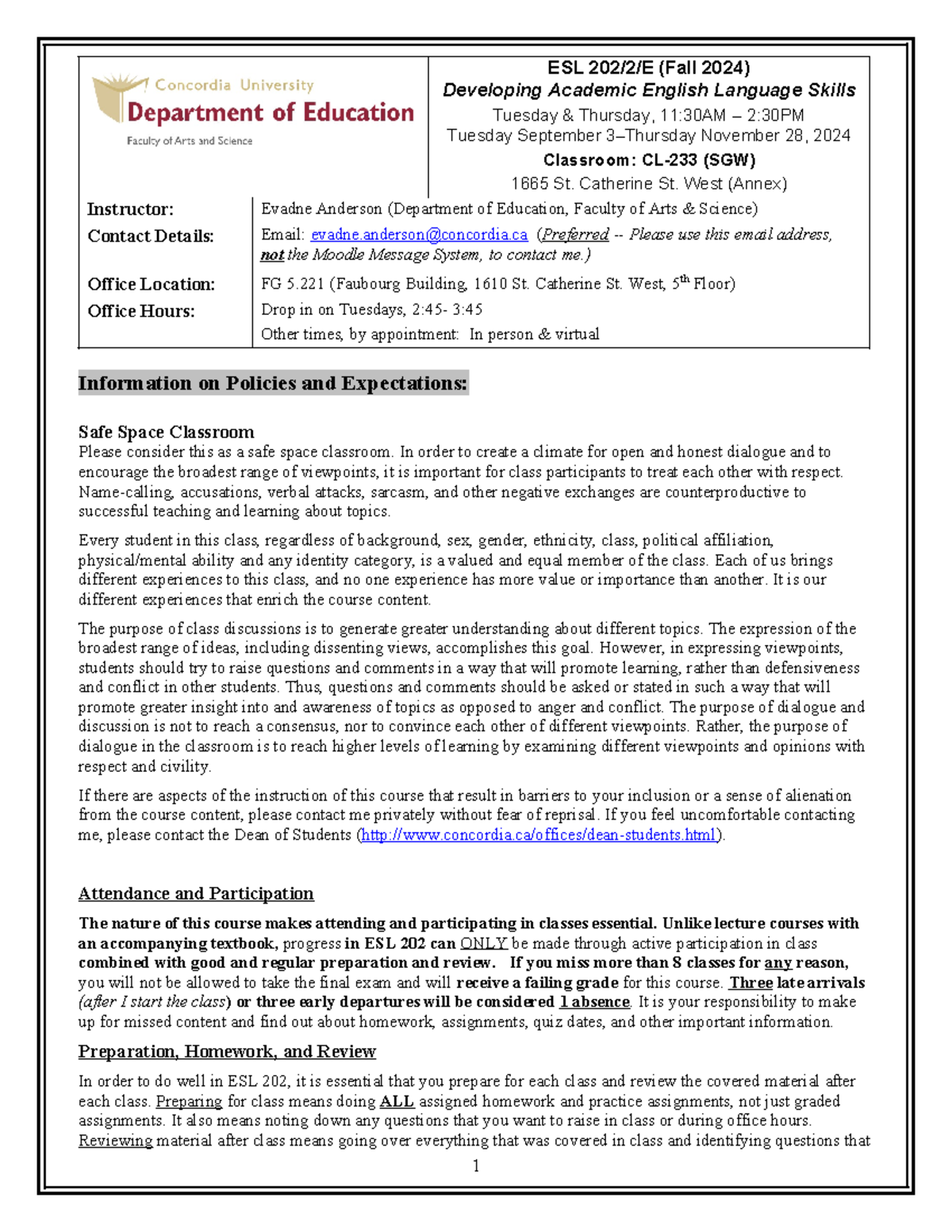 Course Outline -Updated 9-30-24 - ESL 202/2/E (Fall 2024) Developing ...