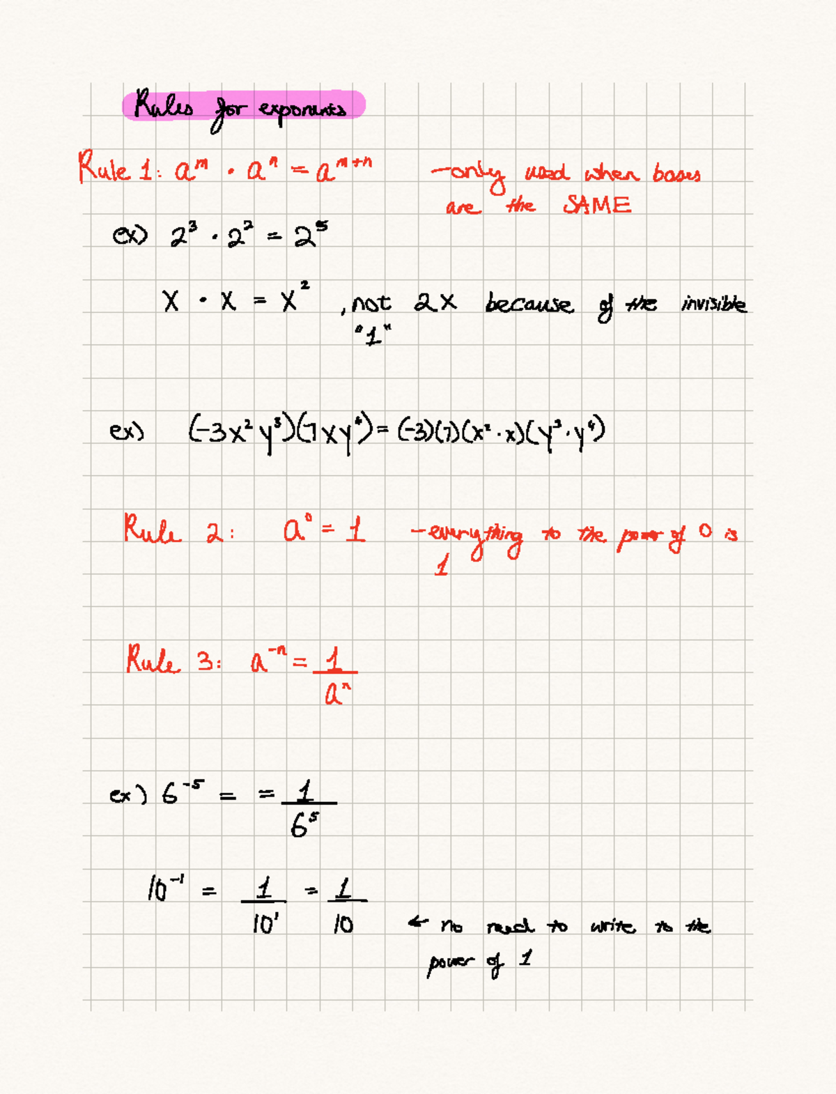 Unit 4 Math 101 - Rules of exponents lecture notes for math 101 ...