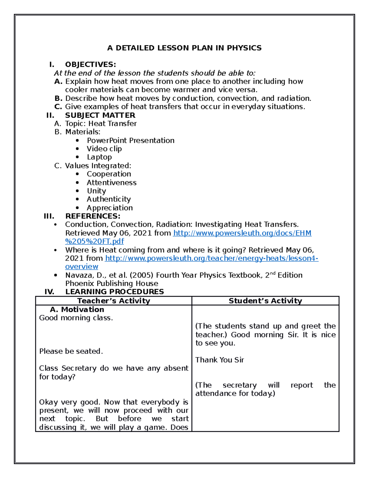 Radiation Lesson Plans