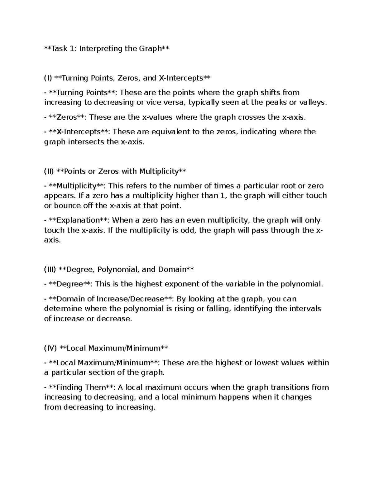 Learning Journal unit 4 - Task 1: Interpreting the Graph (I) Turning Points, Zeros, and X ...