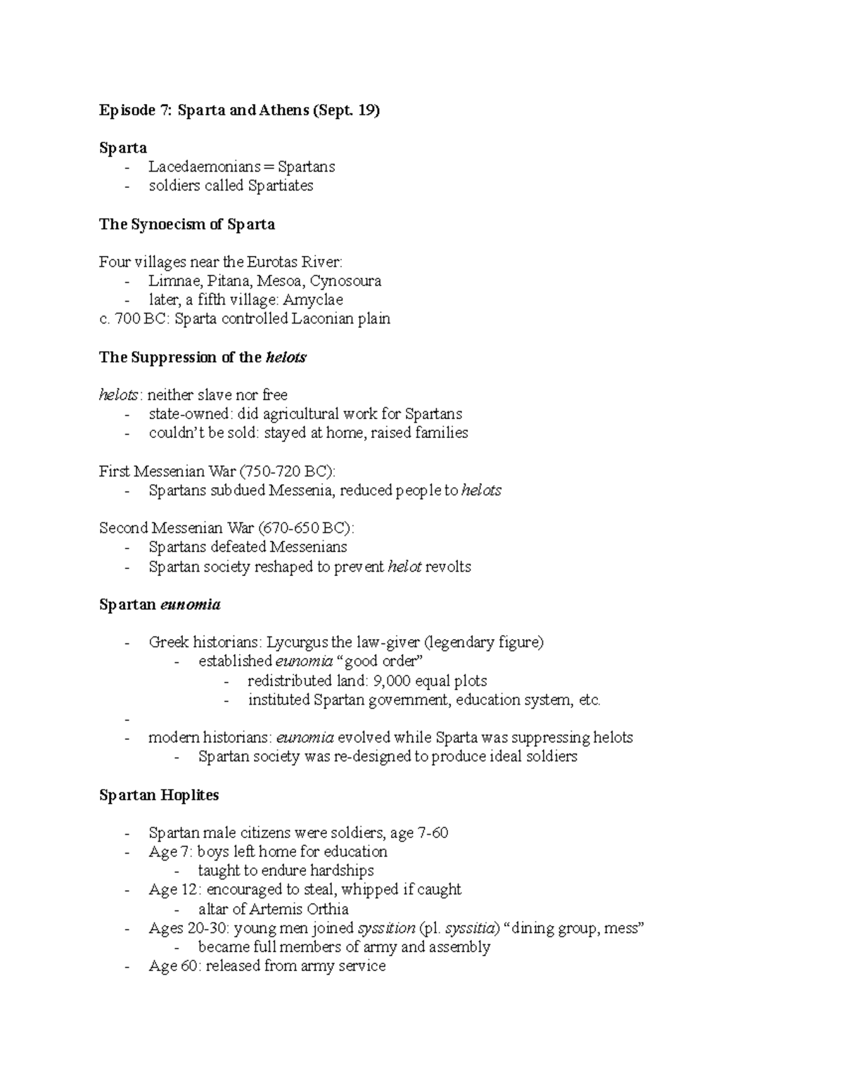 7 Sparta and Athens - Sept 19 - Episode 7: Sparta and Athens (Sept. 19 ...
