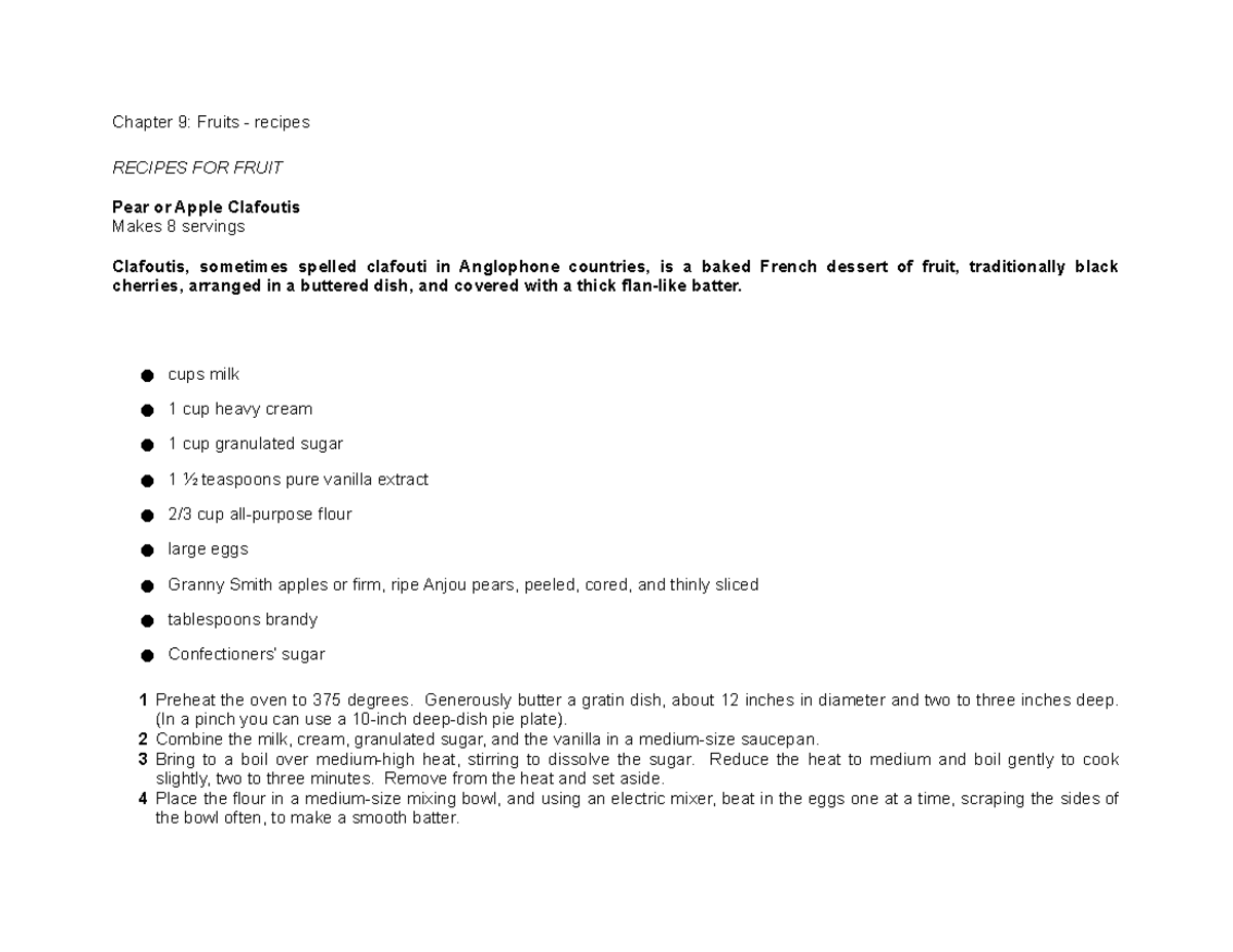 Chapter 9 Lecute Notes Part 7 - Chapter 9: Fruits - recipes RECIPES FOR ...