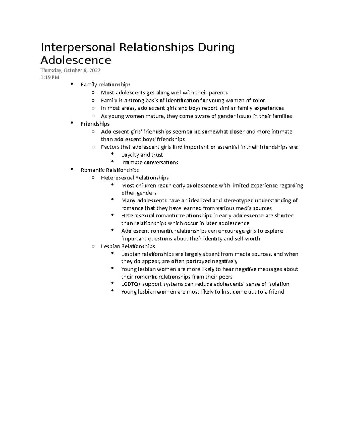 Interpersonal Relationships During Adolescence - Interpersonal ...