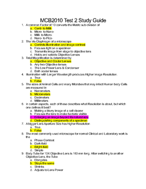 MCB2010 Test 3 Study Guide - MCB 2 010 Test 3 Study Guide The color of ...