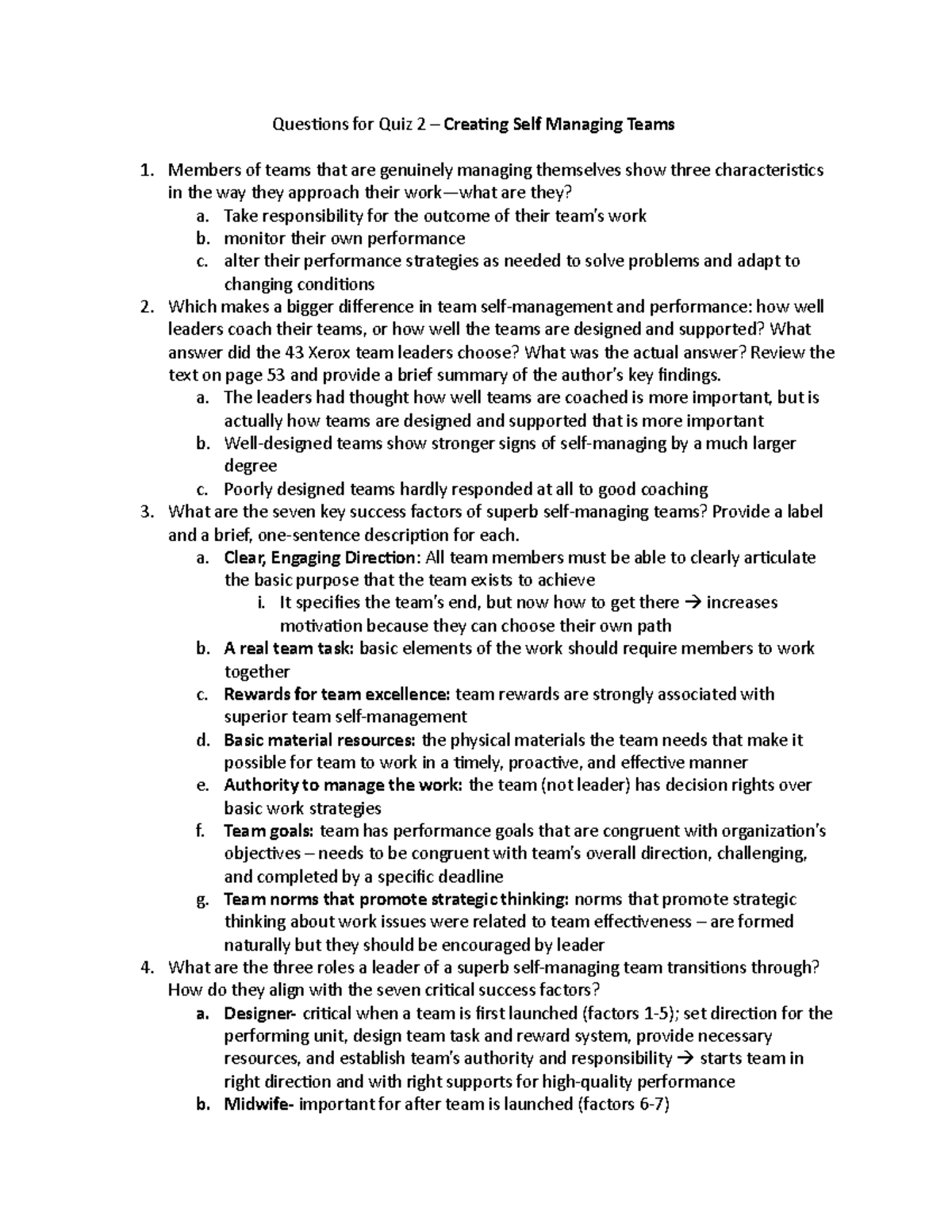 Quiz 2 Questions - Prof. Payne - Questions for Quiz 2 Creating Self ...