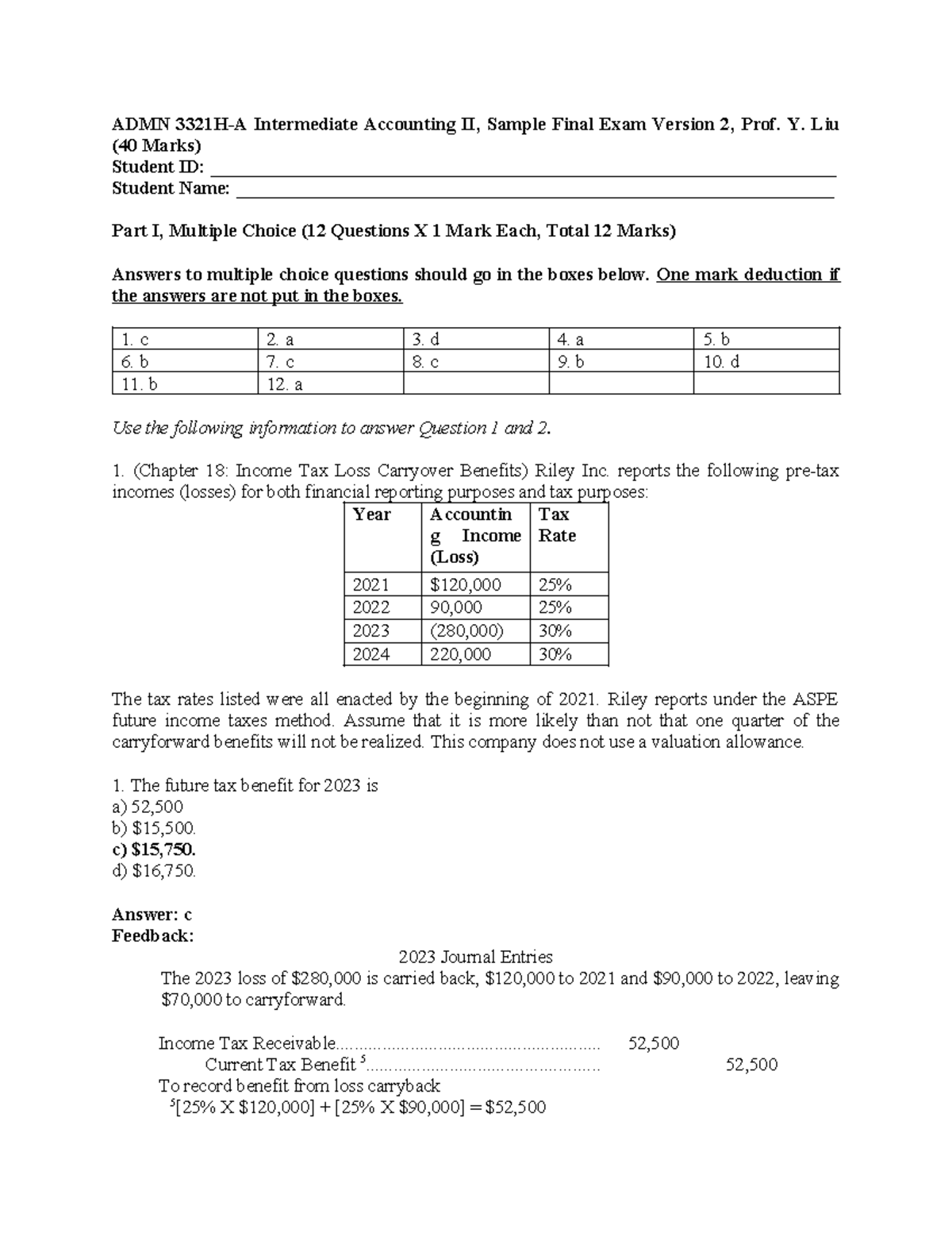 3321H 2024WI Sample Final Version 2 Solution - ADMN 3321H-A ...