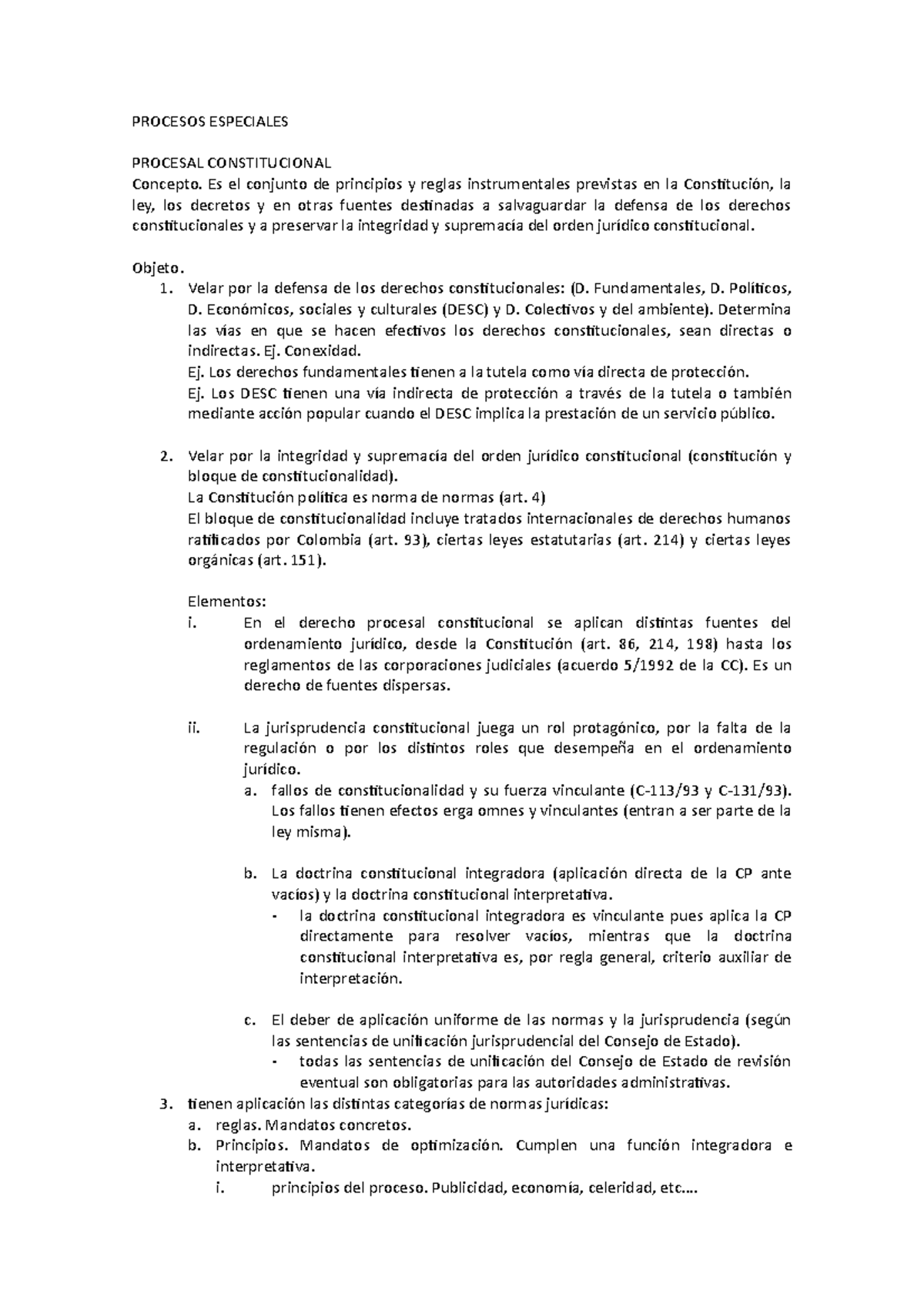 Procesos Especiales - PROCESOS ESPECIALES PROCESAL CONSTITUCIONAL ...