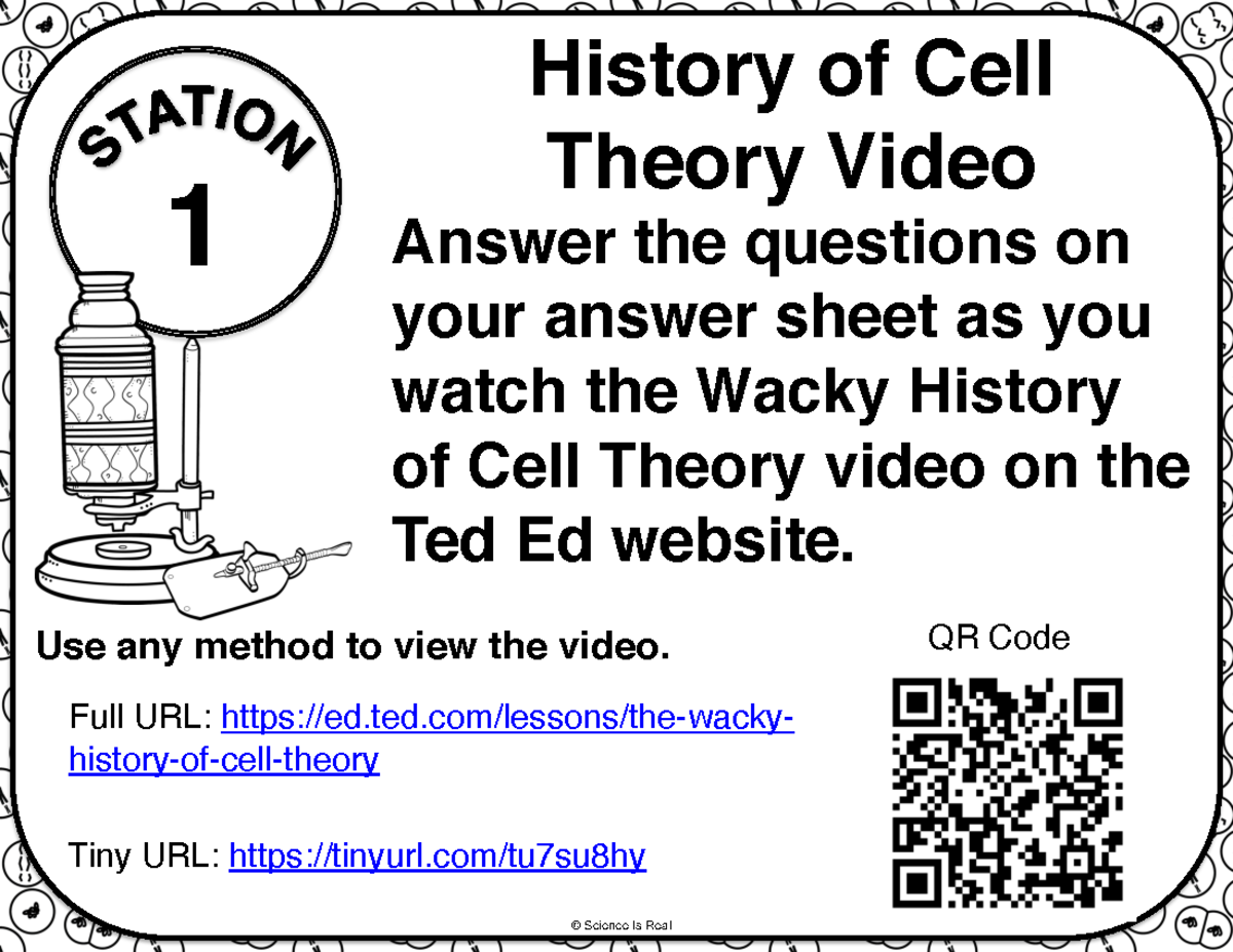 BW Stations Cards for Cells Stations - 1 Answer the questions on your ...
