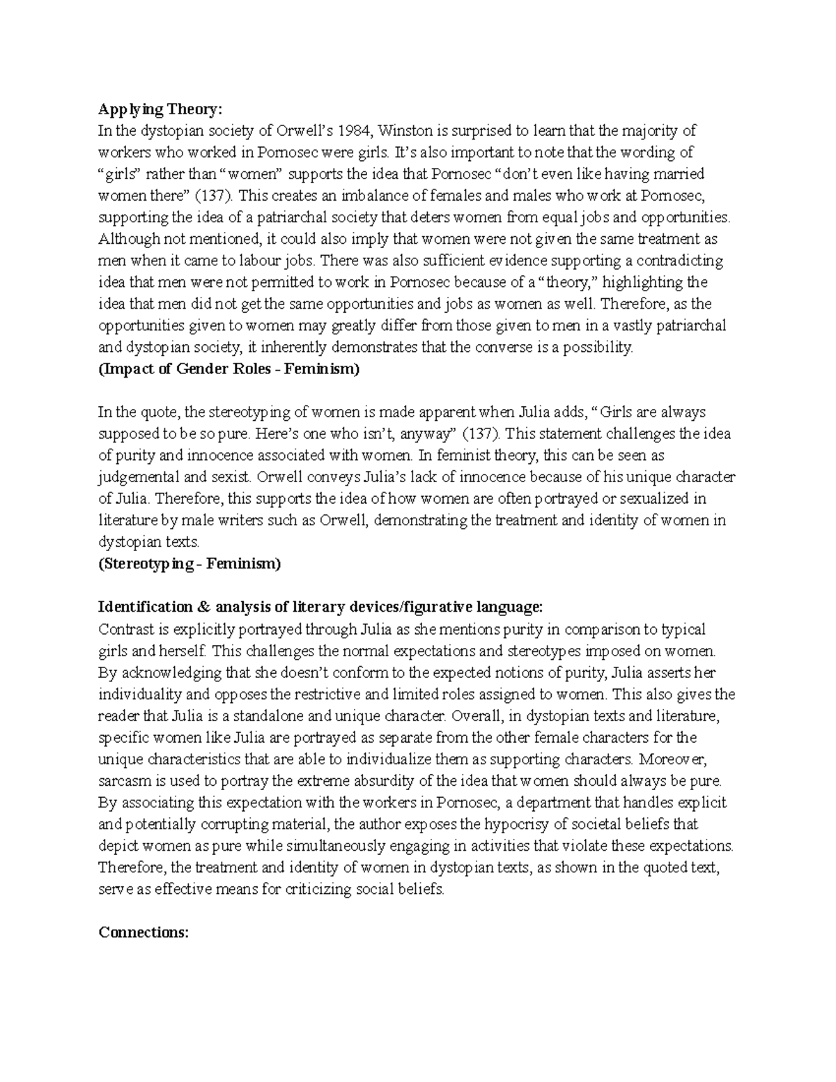 DEN 6 - Double Entry Note on one of the quotes in 1984 by George Orwell ...