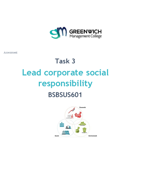Bsbsus 601 Assessment Task 1 v1 - BSBSUS601 - Lead corporate social ...