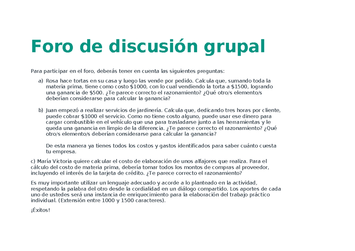 Foro de discusión grupal - Foro de discusión grupal Para participar en ...