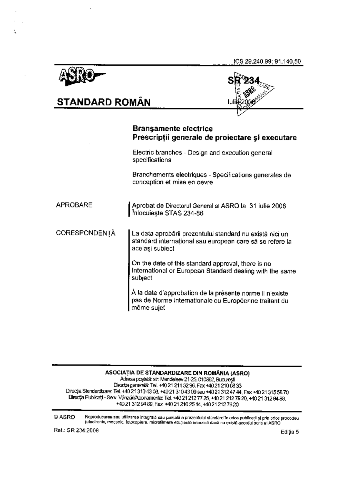 SR 234 Bransamente electrice si dimensionare coloane - ICS 91,50 S 224 ...