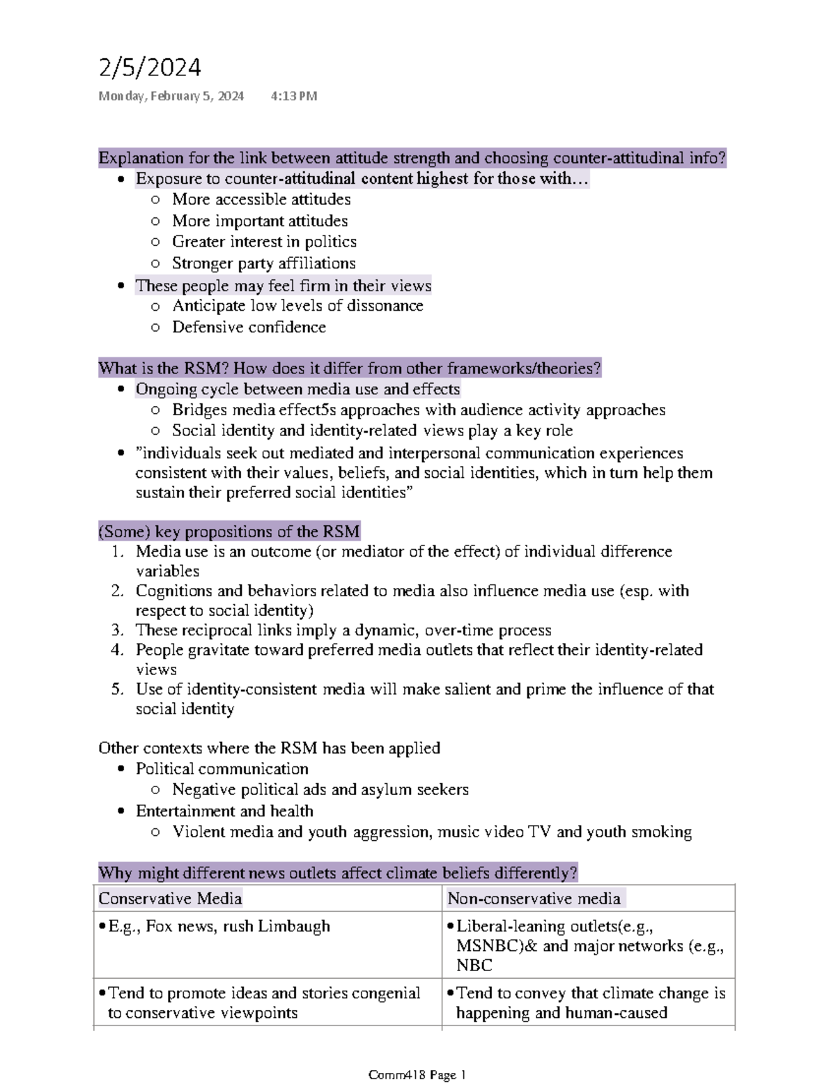 Comm 418 Professor skurka - Explanation for the link between attitude ...