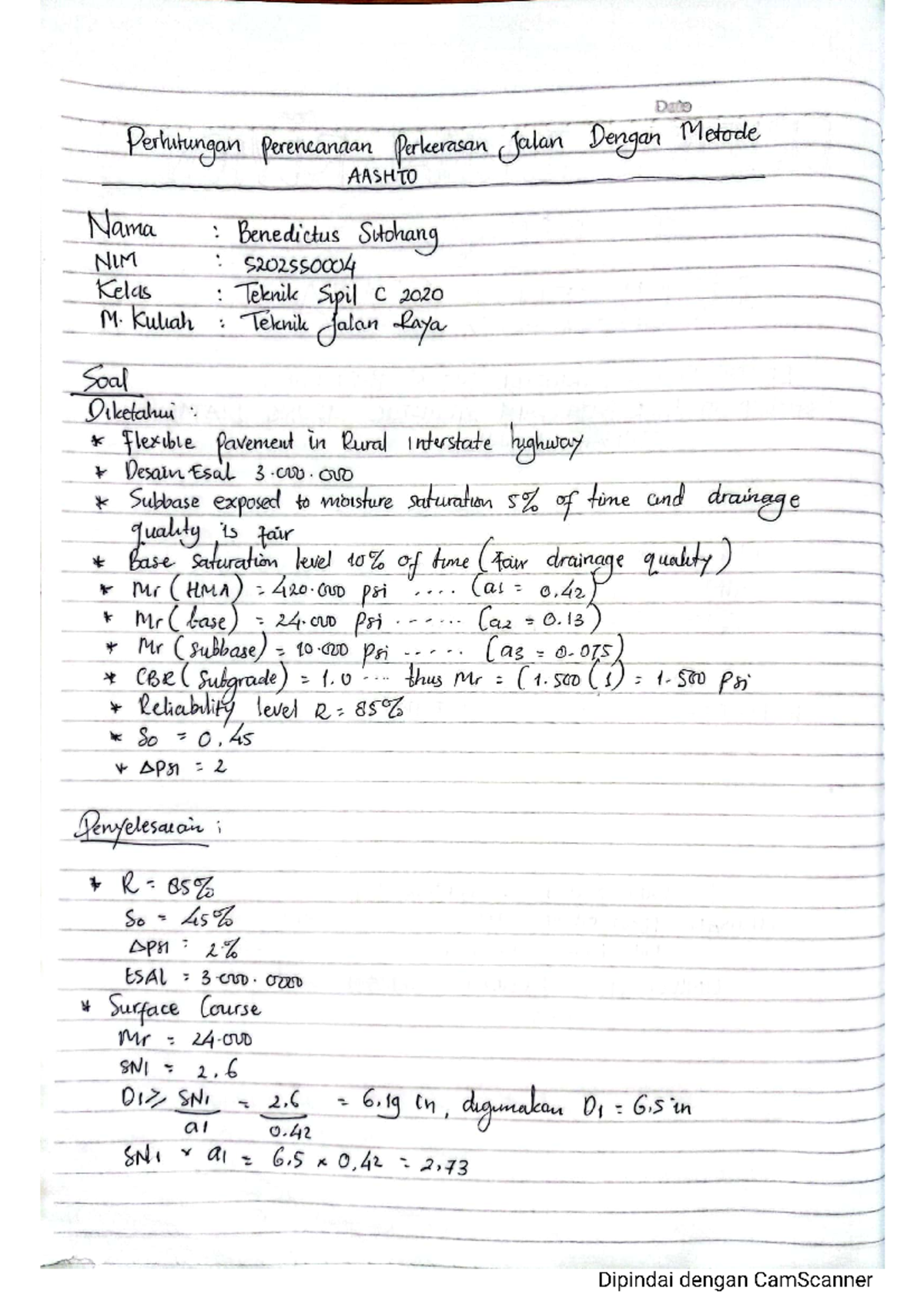Perkerasan jalan metode Aashto Benedictus TS C 20 - Metodologi - Studocu