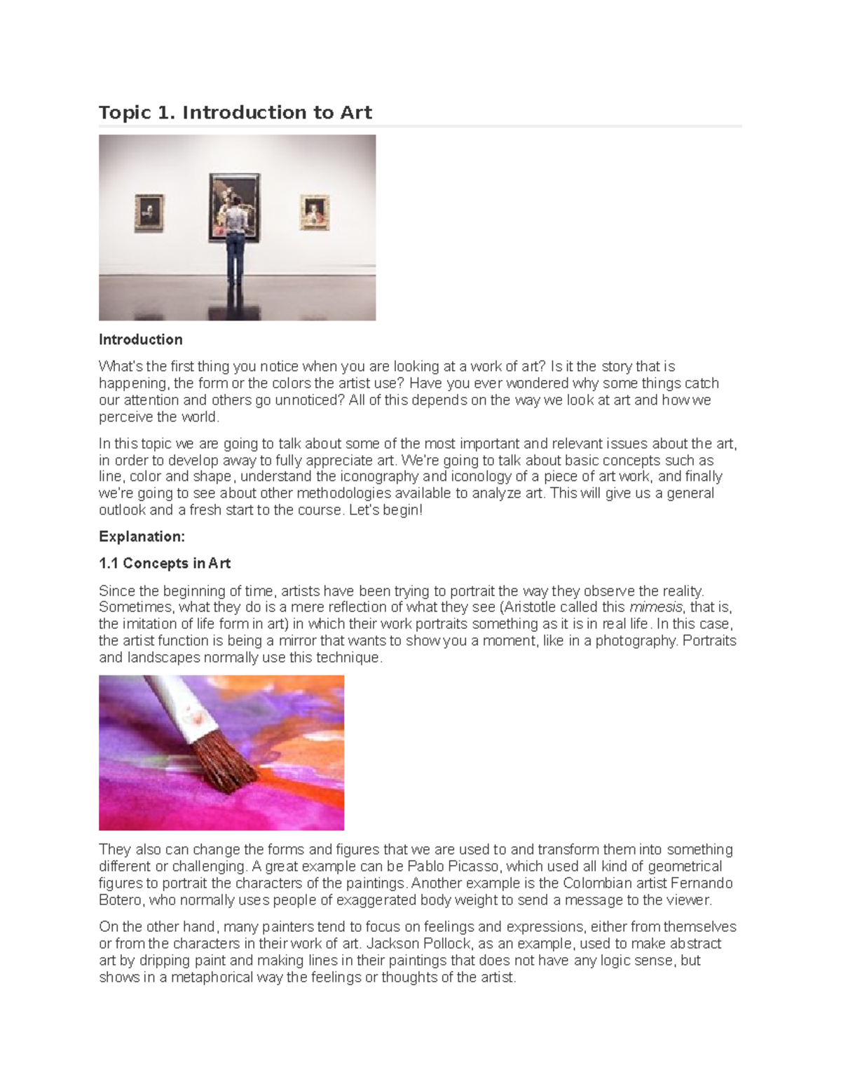 Art and culture - Topic 1. Introduction to Art Introduction What’s the ...