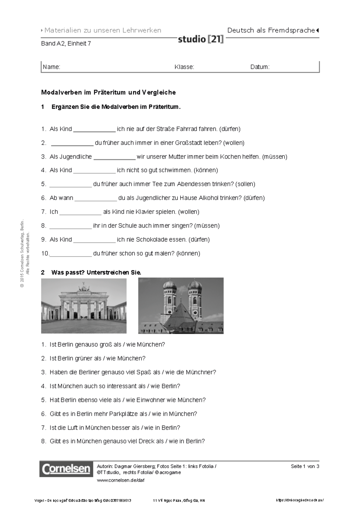 MV im Praeteritum, Komparation - !! Materialien zu unseren Lehrwerken ...