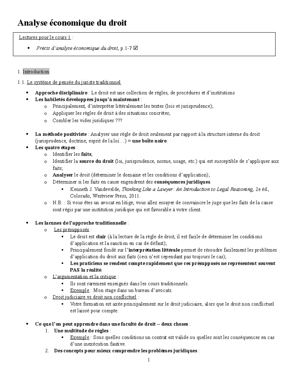 Théorie économique du droit - Notes de cours - DRT 3008 - UdeM - Studocu