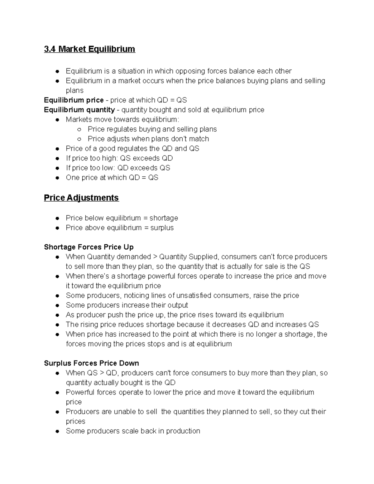Chapter 3.4 Market Equilibrium - 3 Market Equilibrium Equilibrium is a ...