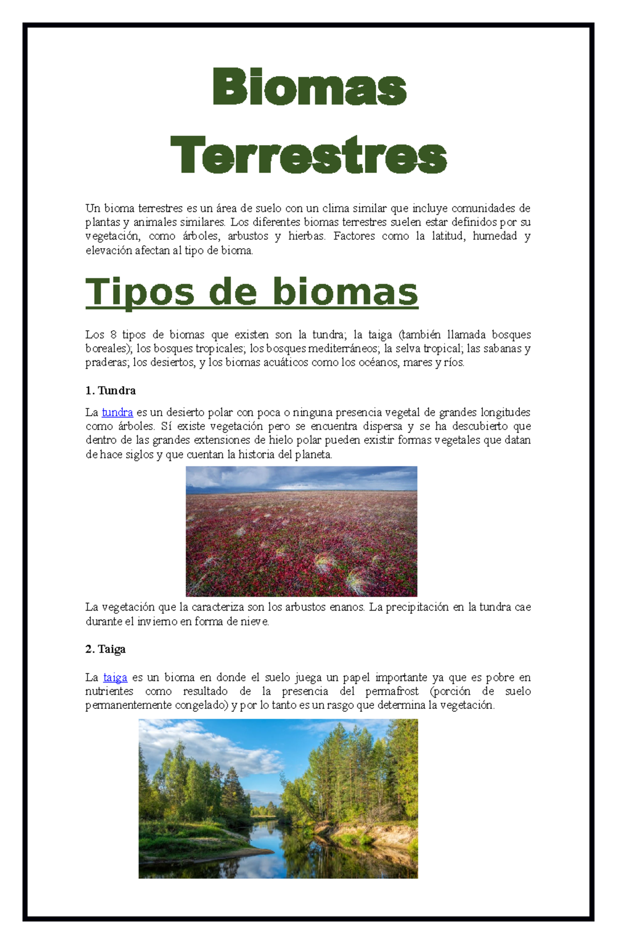 Biomas Terrestres - ffferfwe - Biomas Terrestres Un bioma terrestres es ...