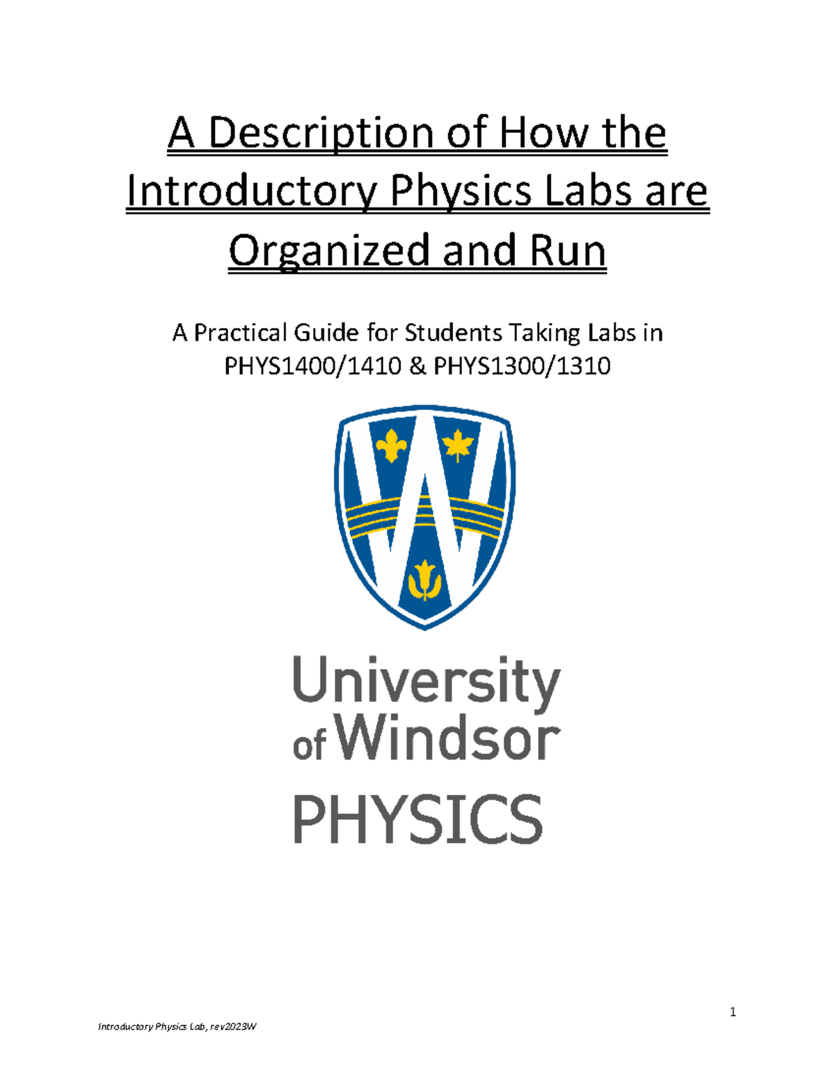 Syllabus and Description of the Physics Labs - 1 A Description of How ...