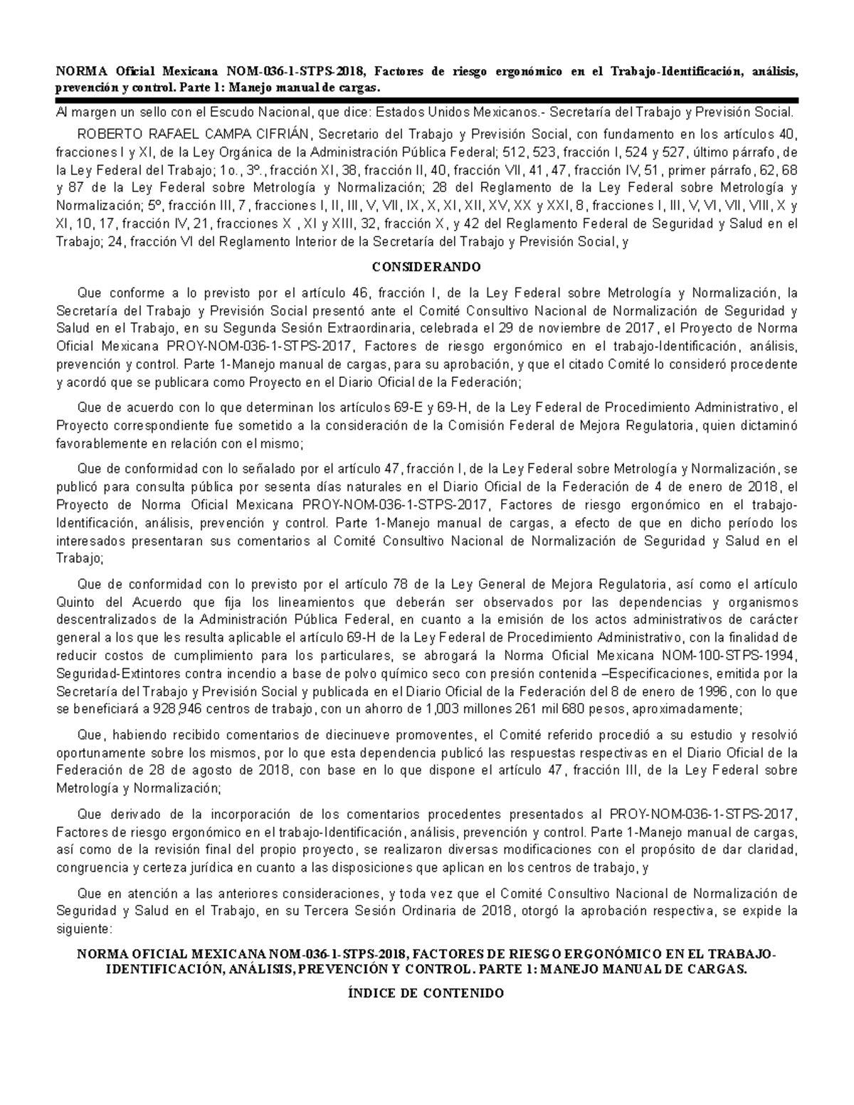 NOM-036 - Información sobre las normas STPS - NORMA Oficial Mexicana ...