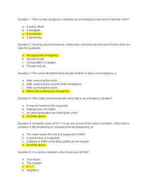 Chapter 4 Quiz - Question 1: A key point in victim assessment is to ...