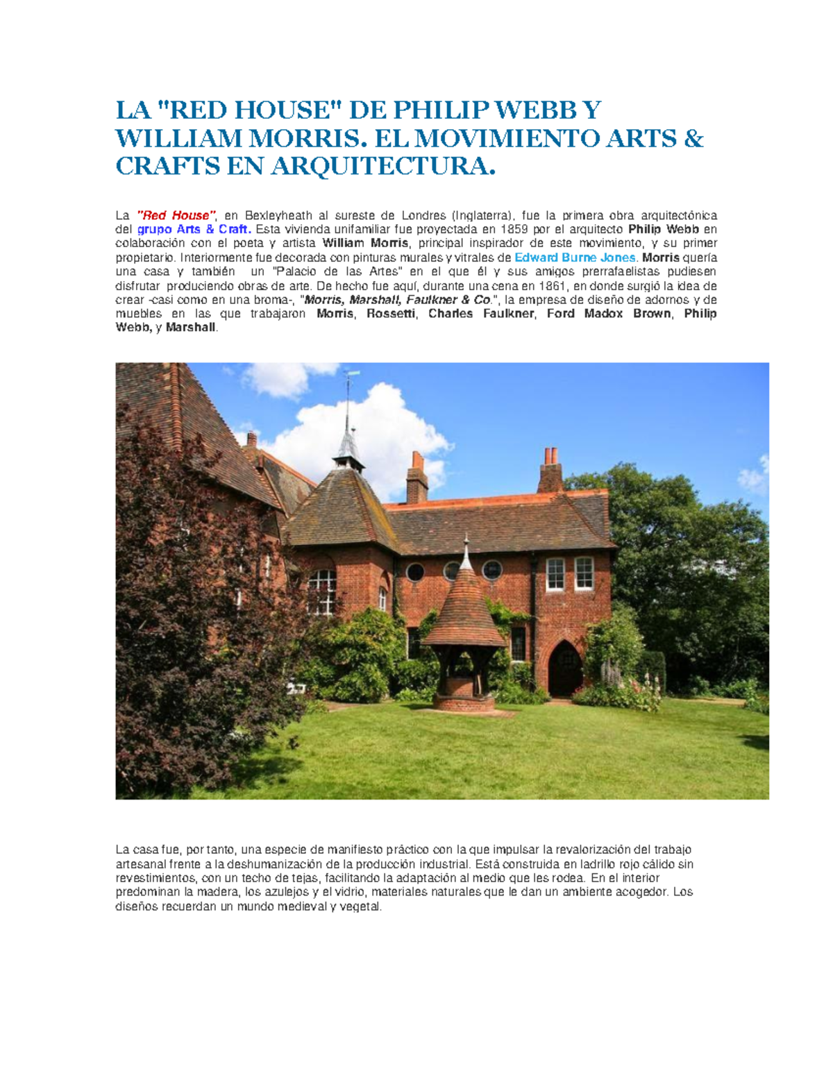 Arts & Craft-La Casa Roja - LA "RED HOUSE" DE PHILIP WEBB Y WILLIAM ...