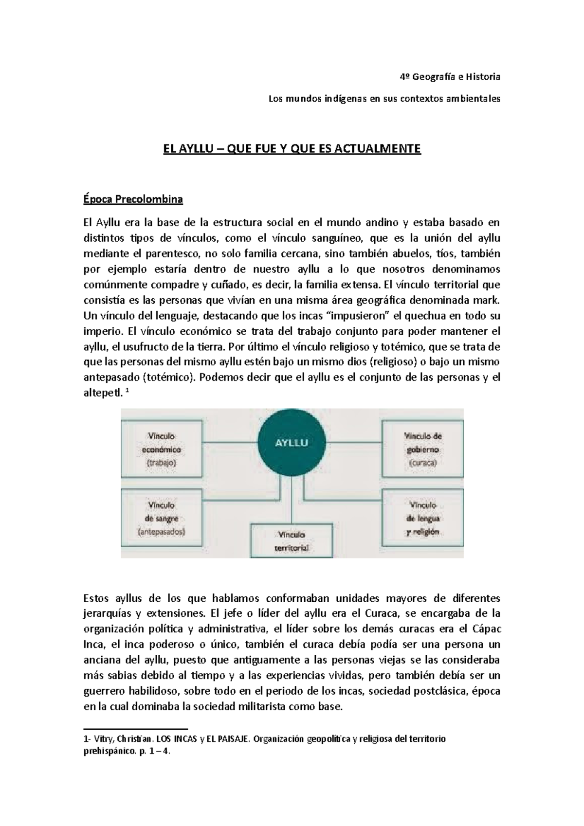 EL Ayllu - Práctica obligatoria. - 4º Geografía e Historia Los mundos ...